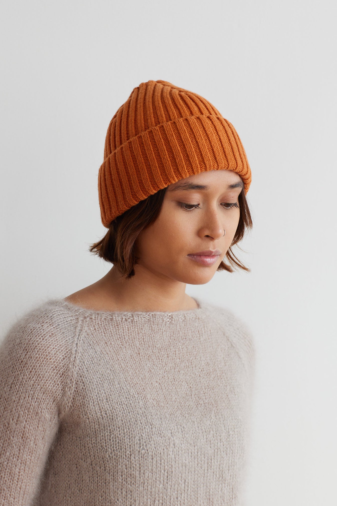 "Beacon" Ribbed Hat in Sienna – Hilary Grant